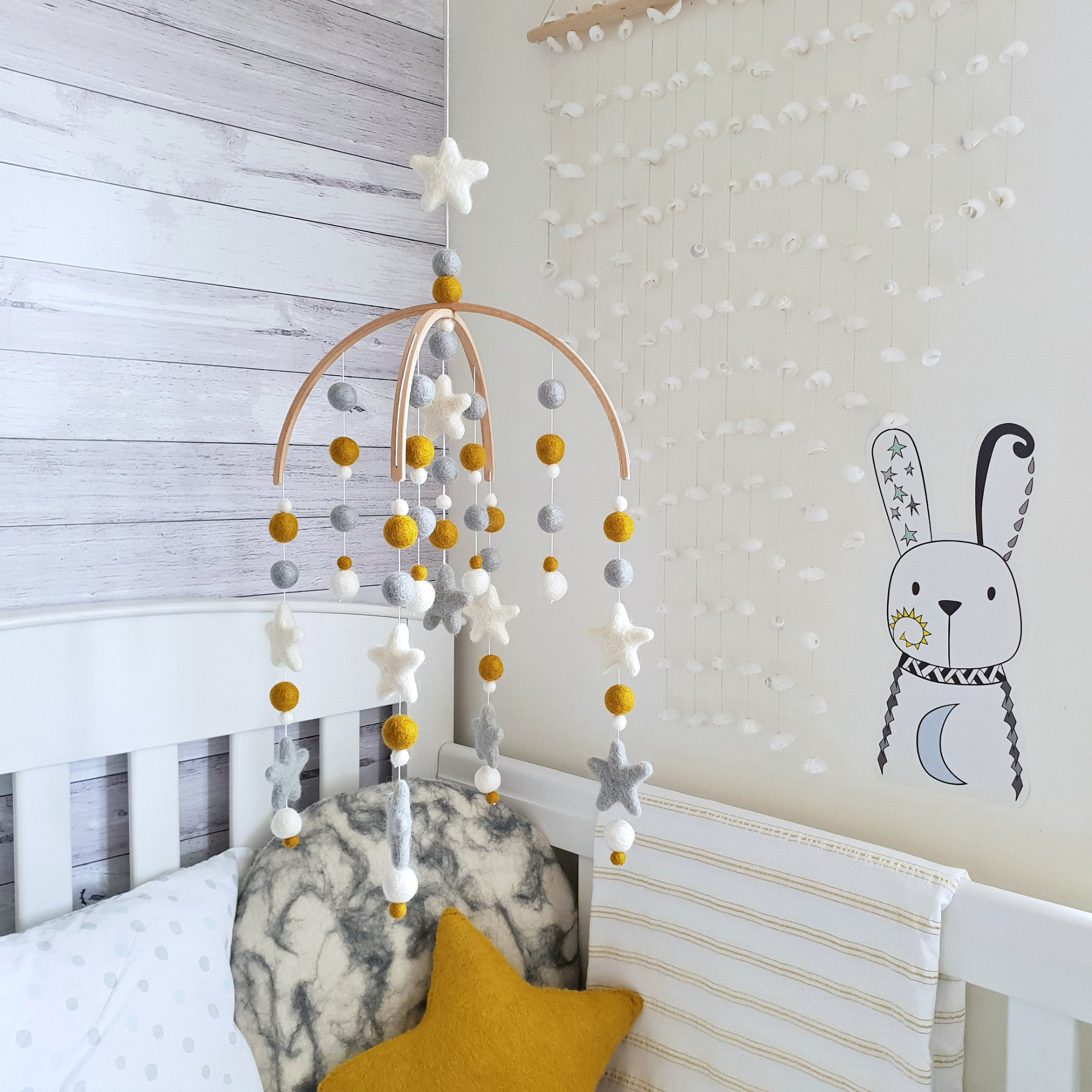 Mustard & Dove Grey Baby Mobile Nursery Mobile Cot Baby | Etsy