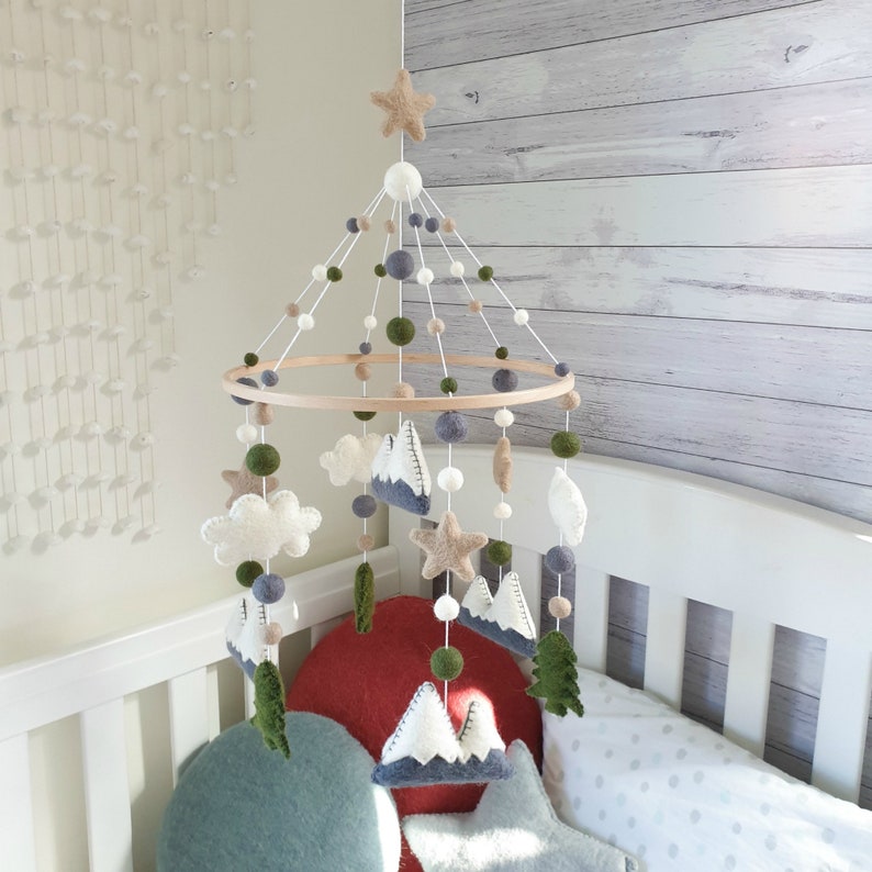 Woodland Baby Mobile Mountains Nursery Mobile Cloud Baby | Etsy