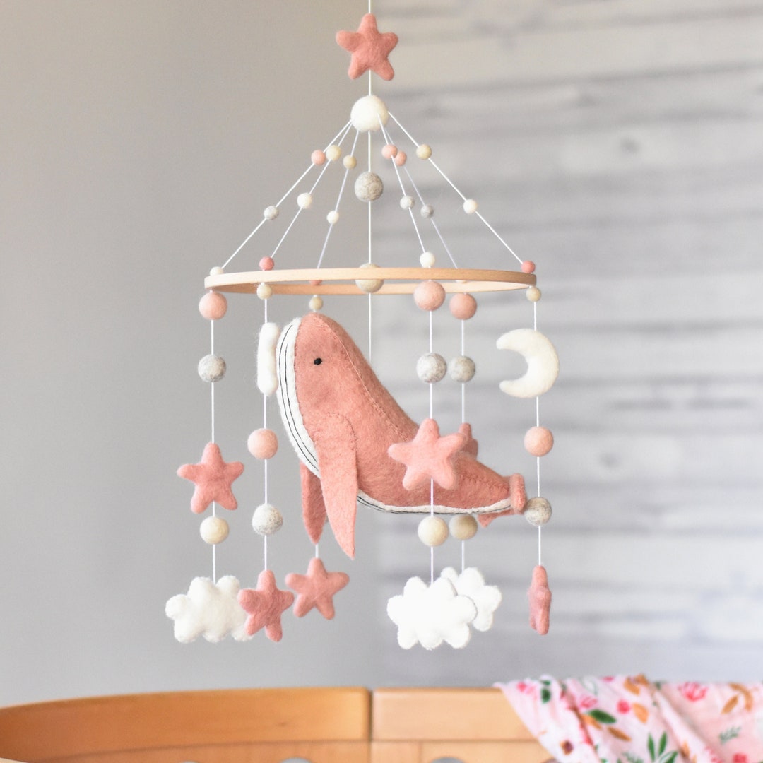 Whale Baby Mobile Pink Ocean Nursery Mobile Pink Baby - Etsy