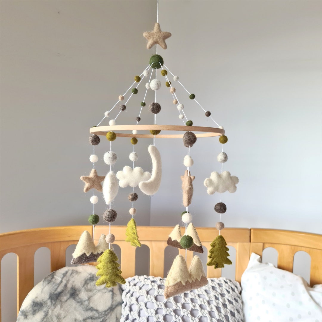 Nursery Mobile Woodland, Baby Mobile Neutral, Crib Mobile, Nursery ...