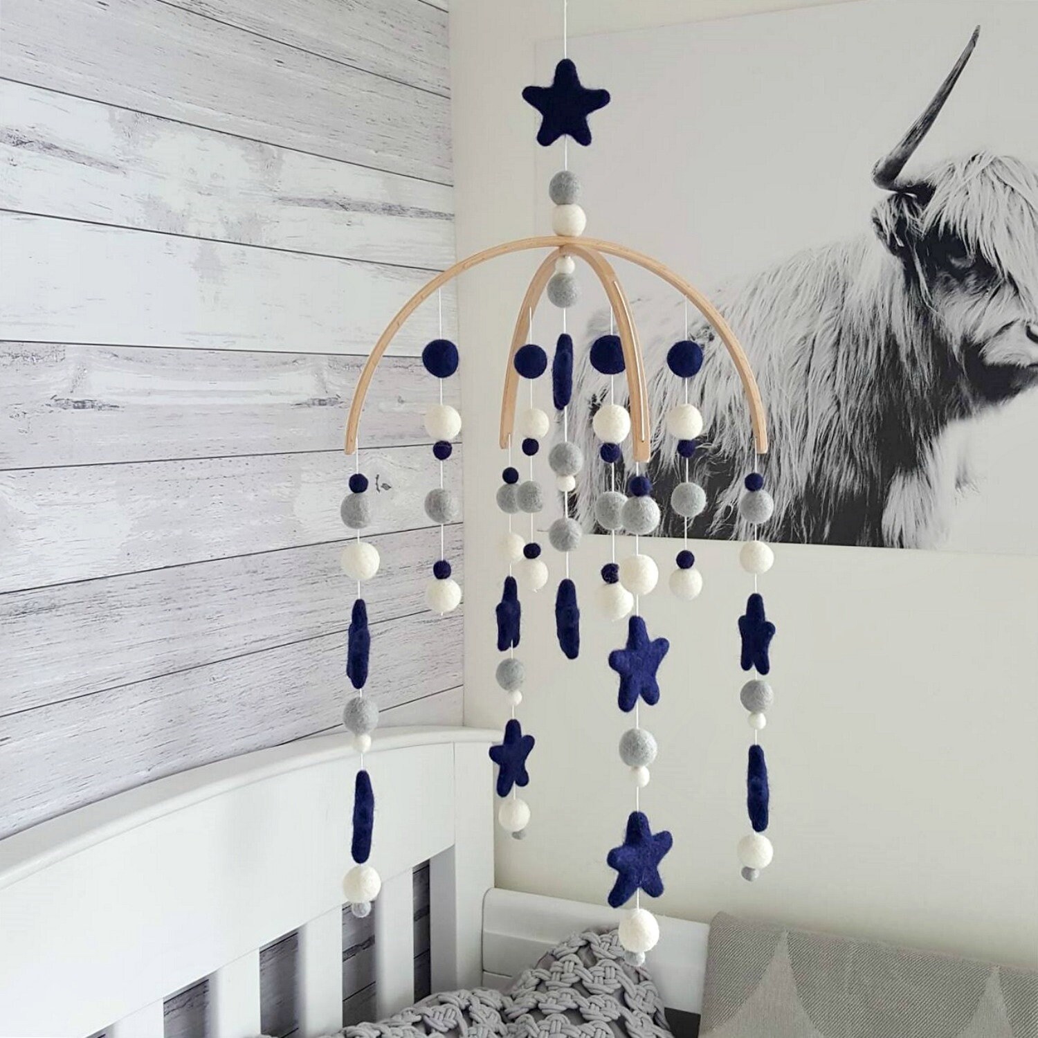 Navy Stars & Dove Grey Baby Mobile Nursery Mobile Cot - Etsy