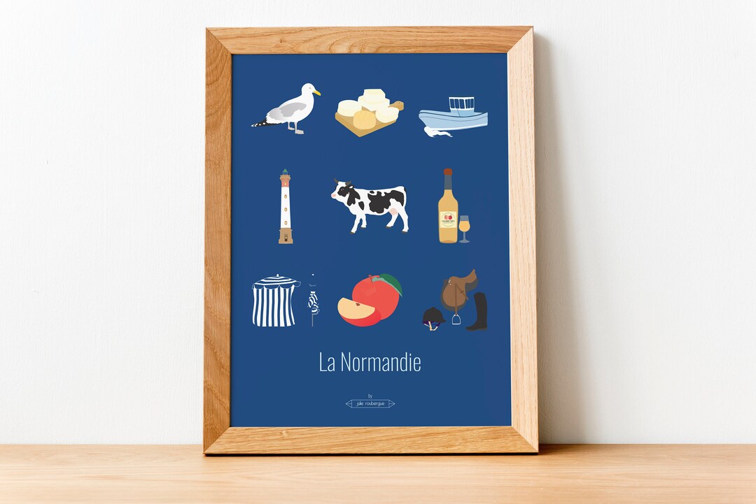 Normandy Travel Poster, the Iconics - Etsy