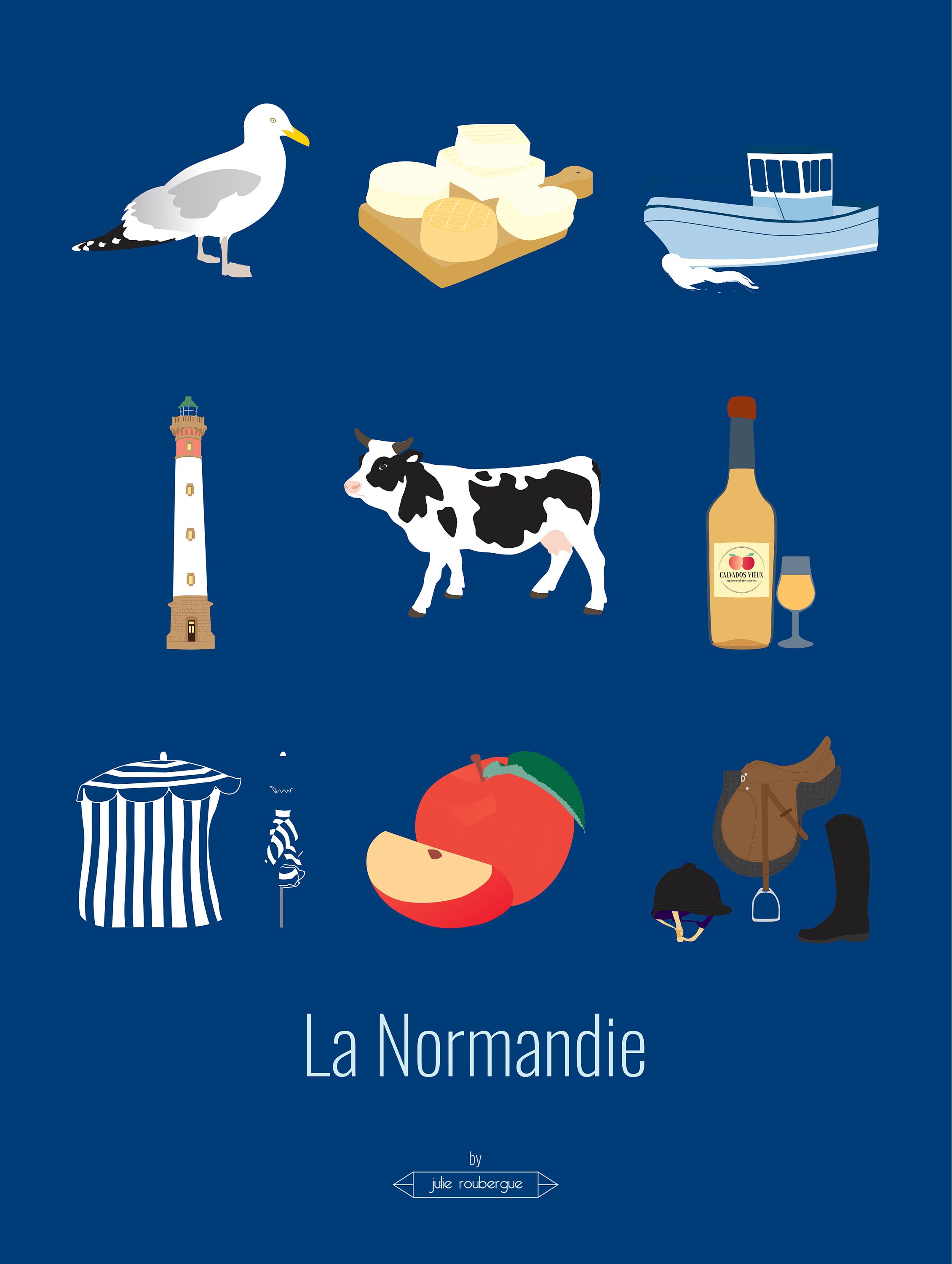 Normandy Travel Poster, the Iconics - Etsy