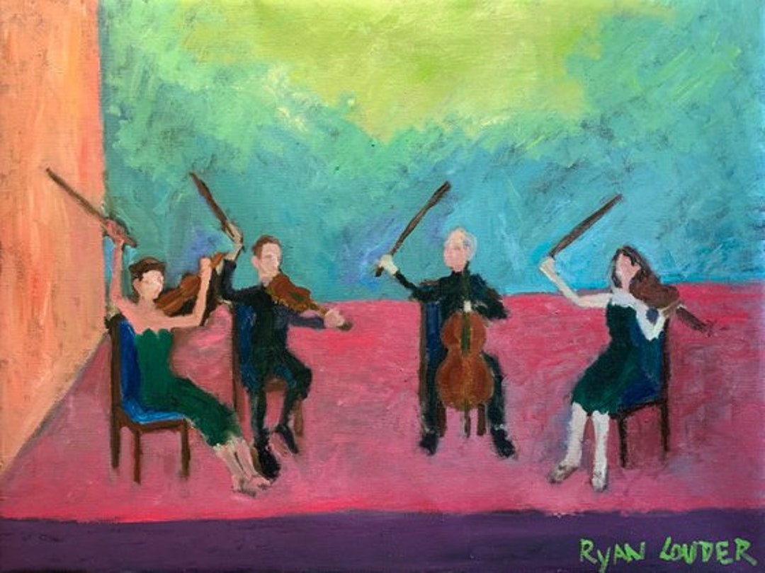 String Quartet 18x24 Oil Painting on Canvas - Music Painting - Bright ...