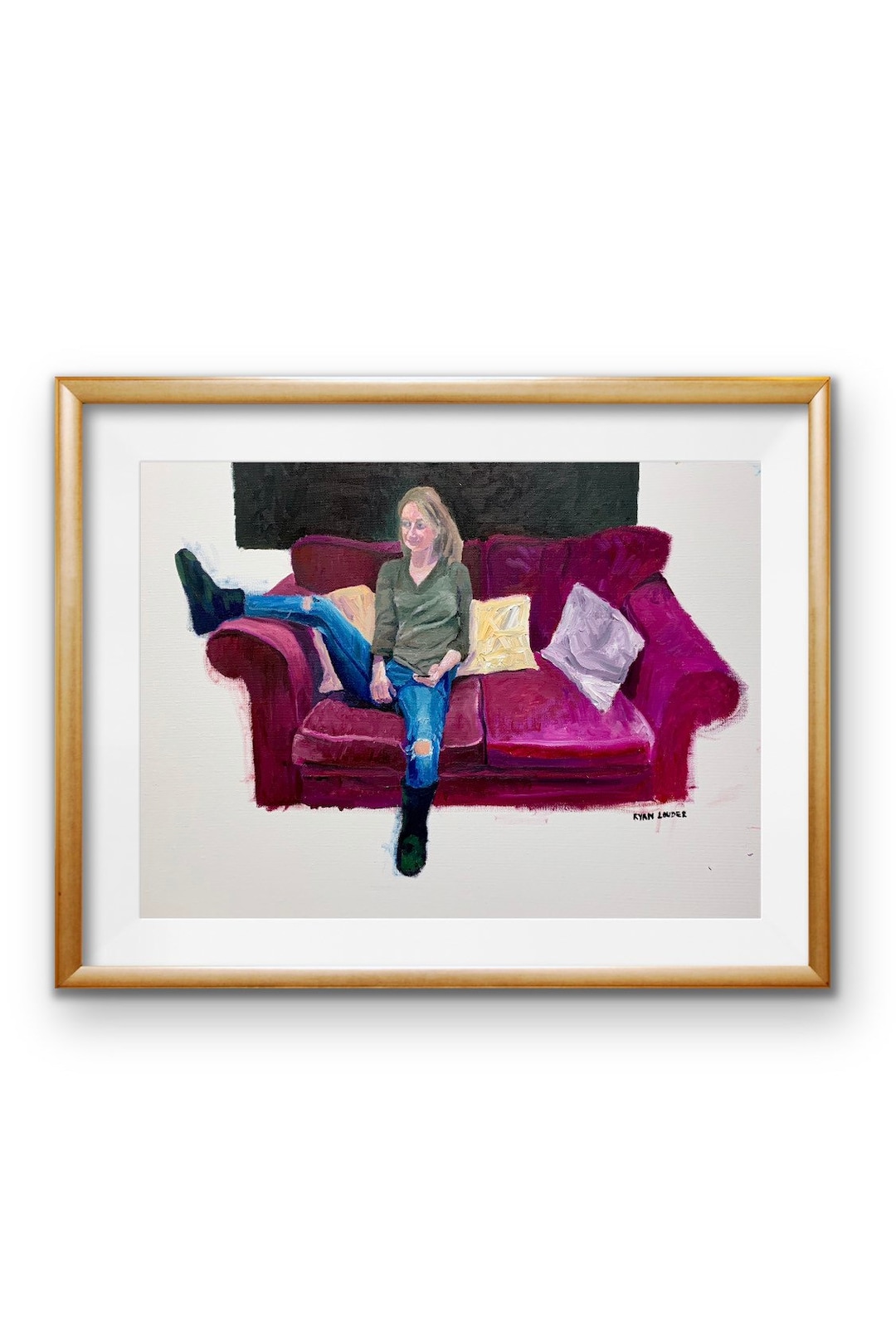 Painting - Woman on Couch by London Artist- Wall Art - Home Decor ...