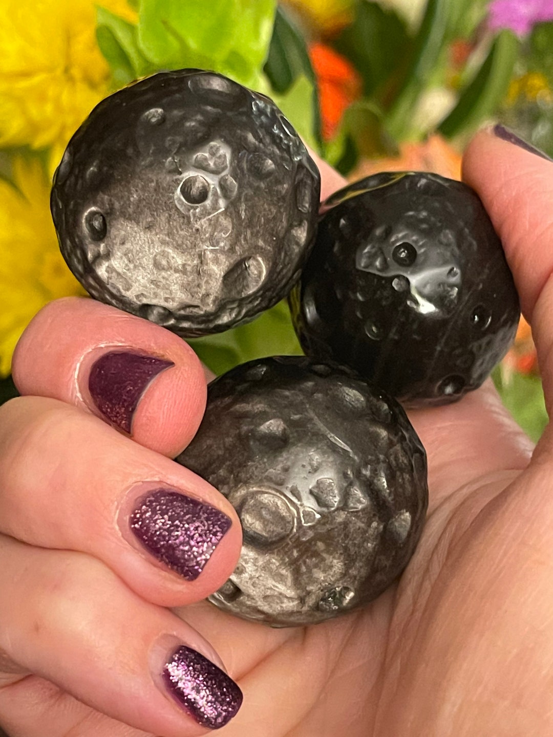 Silver Sheen Obsidian Full Moon, Polished Obsidian, Obsidian Moon ...