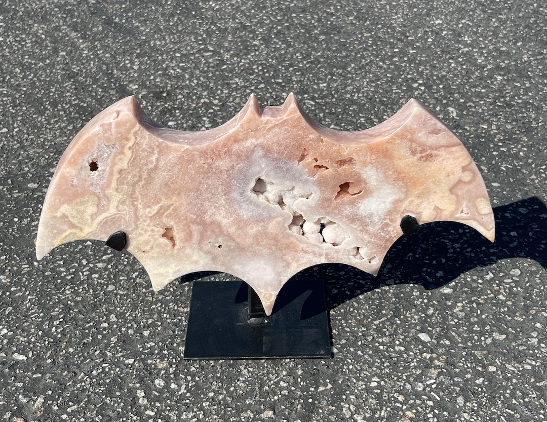 Large Pink Amethyst Bat Crystal Bat Carving Halloween - Etsy