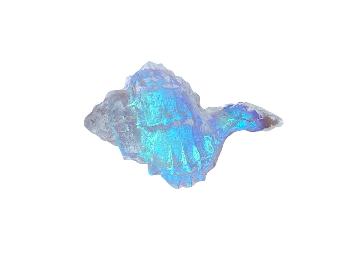 Custom Dichroic Glass Seashell, Aura Glass Spiral Seashell, Collectible ...