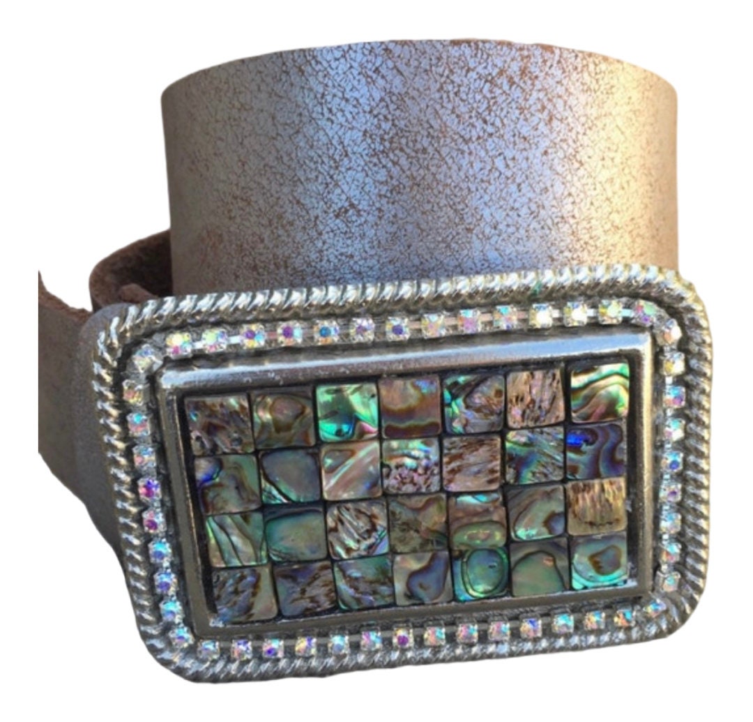 Abalone Belt Buckle, Swarovski Crystal Belt Buckle, Gemstone Belt ...