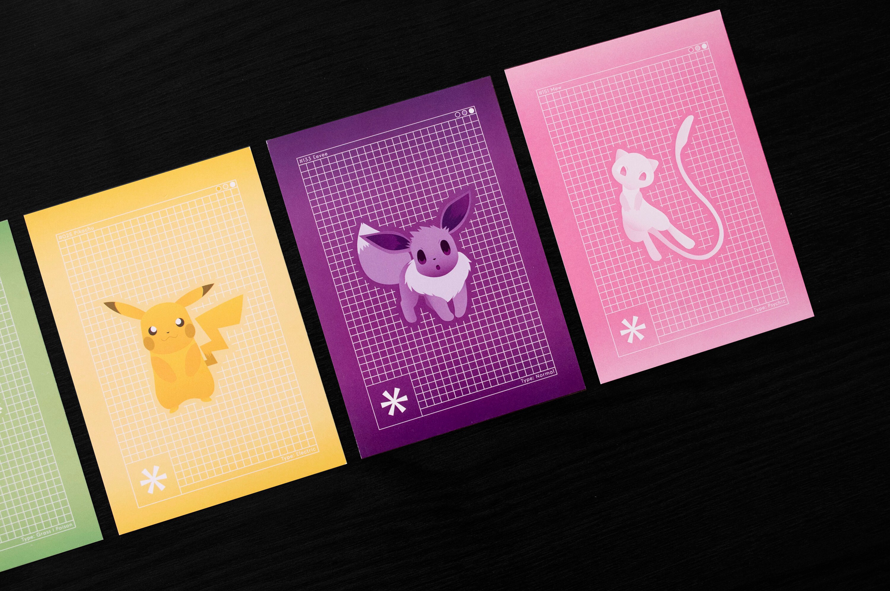 Minimal Pokémon Postcards I Pikachu Eevee Bulbasaur Mew I - Etsy