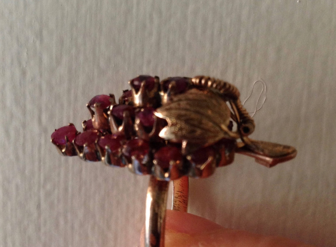 14K Gold Grape Cluster Ring 22 Rubies Vintage/antique Rose - Etsy UK