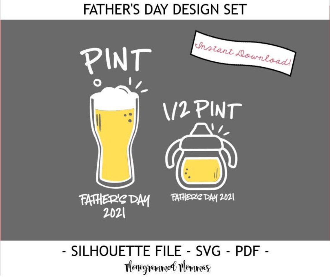 Pint / Half Pint Matching Set Design SVG Cut File Silhouette - Etsy