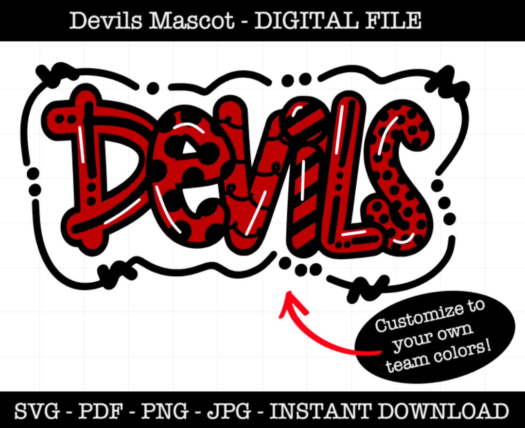 Devils Mascot Design SVG Cut File Silhouette / Cricut Digital File PDF ...