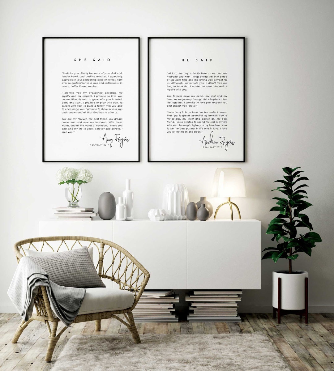 Printed Vows - Print My Vows - Customised Keepsake Print (set of 2 ...