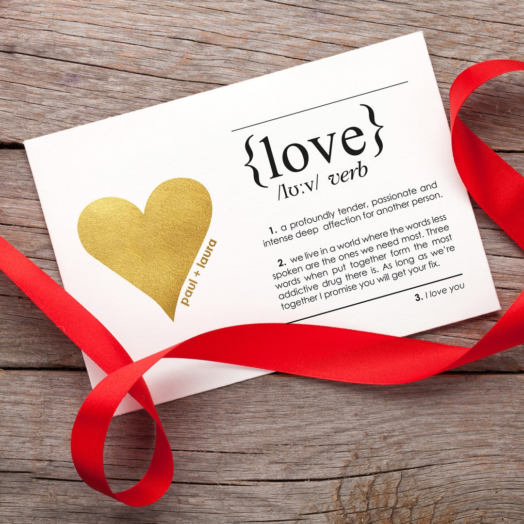 LOVE Print - Customised Love Definition Keepsake With Names - High ...