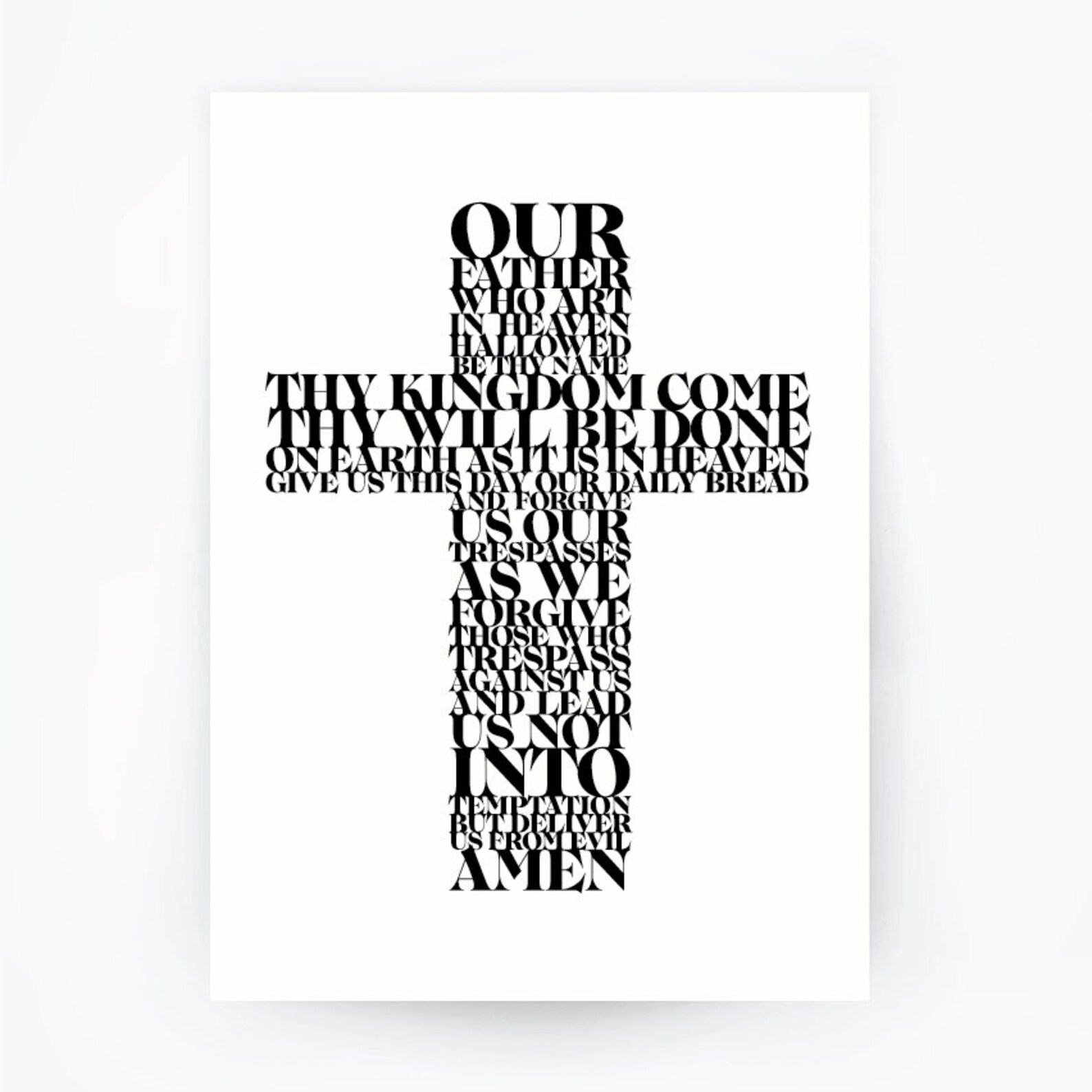 Christian Prayer Cross Print Our Father - Etsy UK
