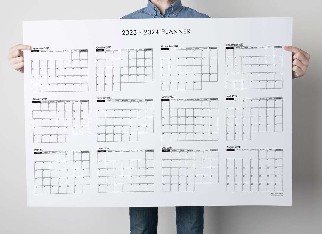 2023-2024 Yearly Planner A0 Horizontal Size Extra Large Yearly Wall ...