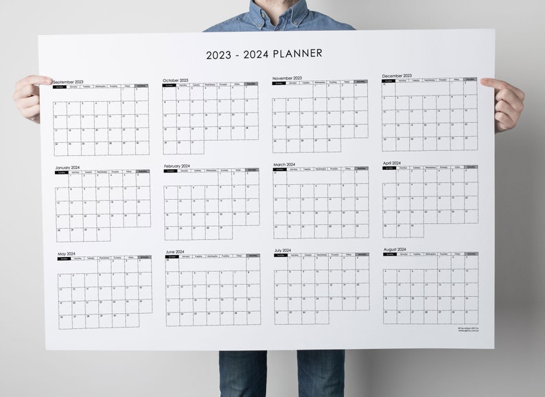 2023-2024 Yearly Planner A0 Horizontal Size Extra Large Yearly Wall ...