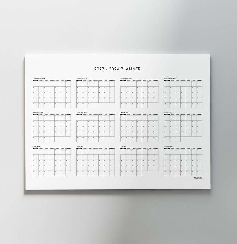 2023-2024 Yearly Planner A0 Horizontal Size Extra Large Yearly Wall ...