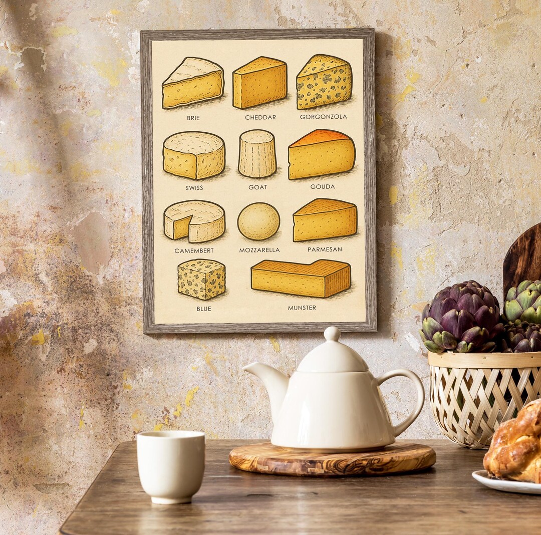 Cheese Types Quality Vintage Poster - Wall Print Large Poster - Etsy