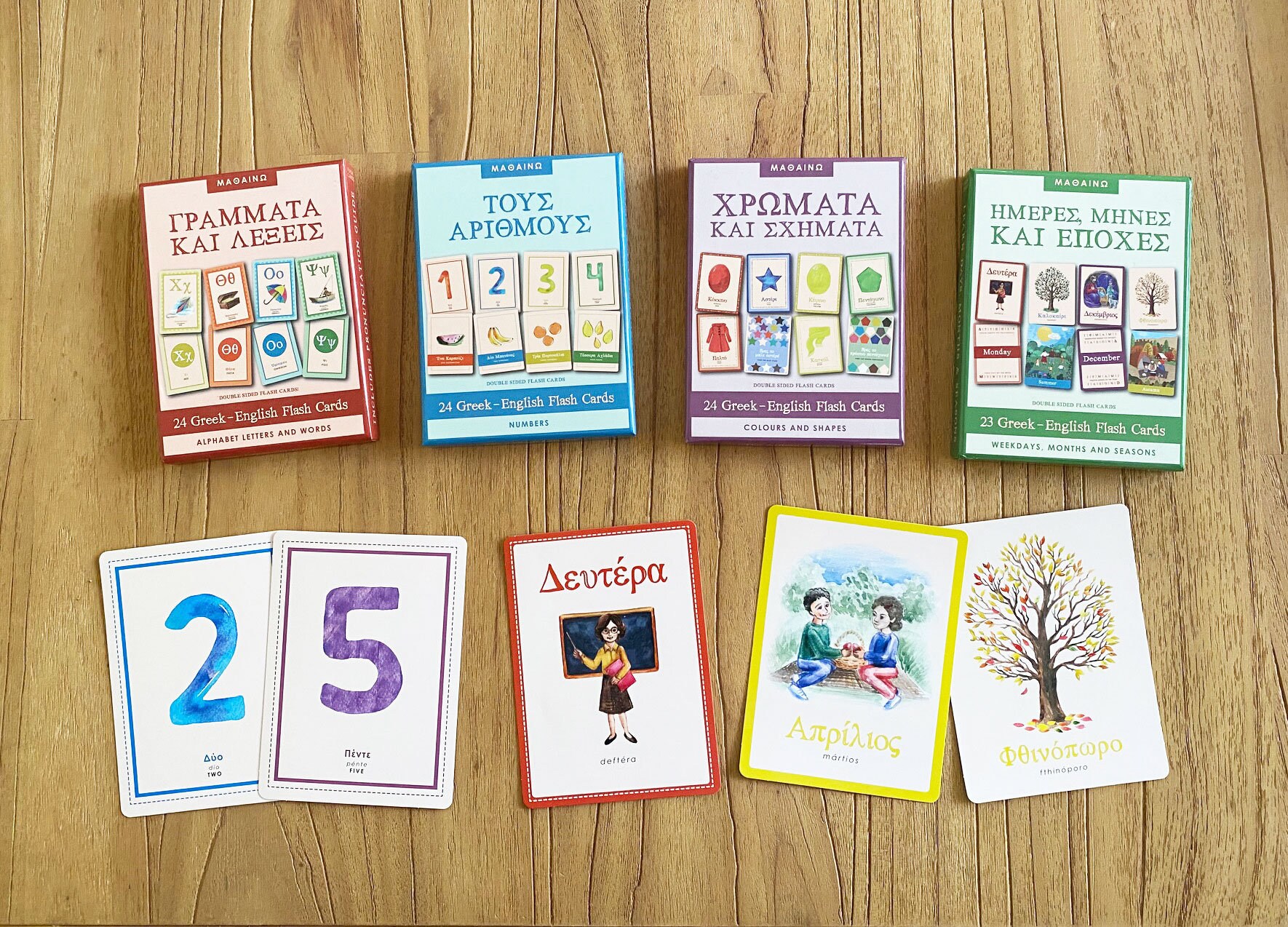 Greek Flash Cards English Bilingual Educational Fun - Size: 11x15cm / 4 ...