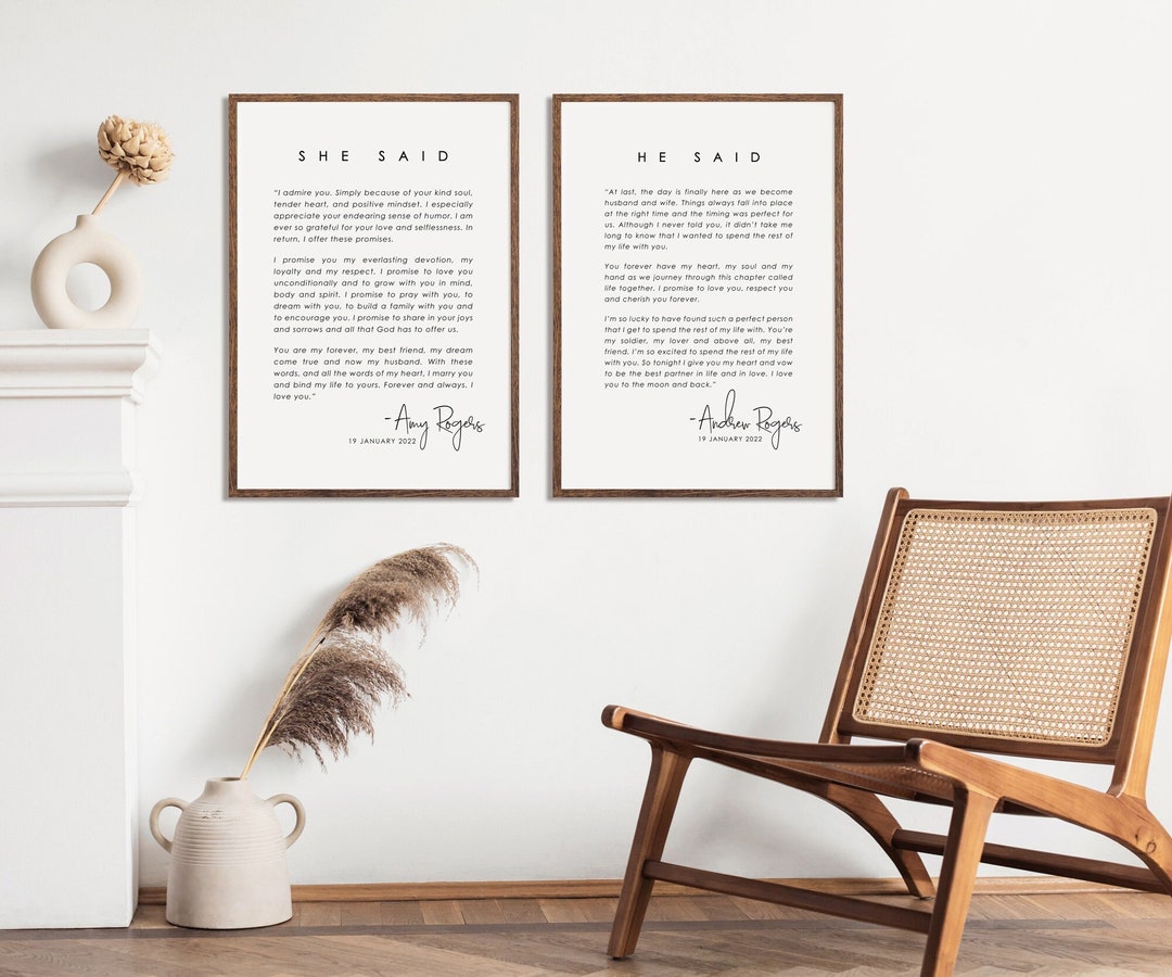 Vows Print Wall Art Custom Keepsake (set of 2) *display Image Shows A2 ...