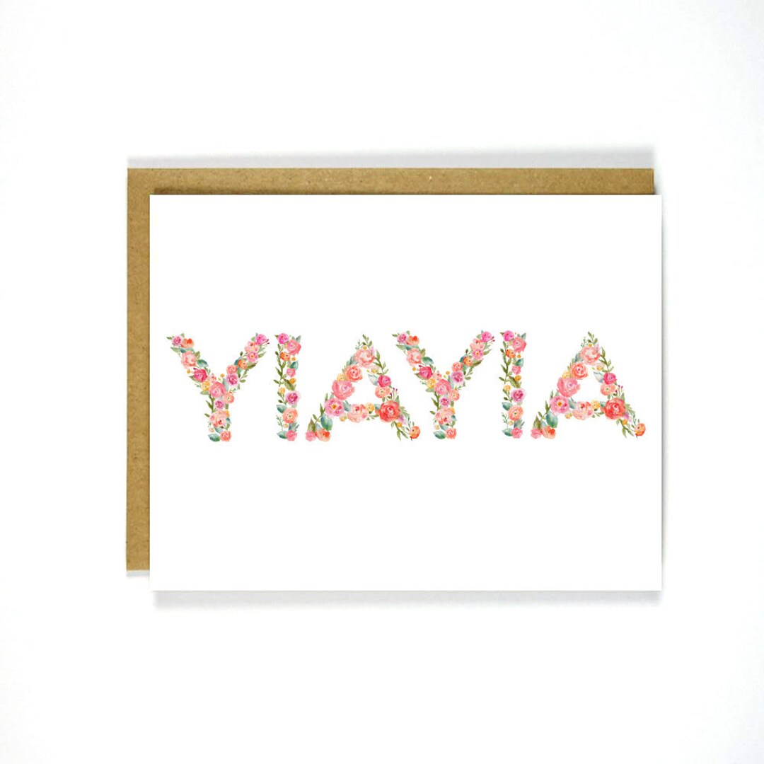 Greek Greeting Card Floral Yiayia - Greek Grandma Card - Greek Cards ...