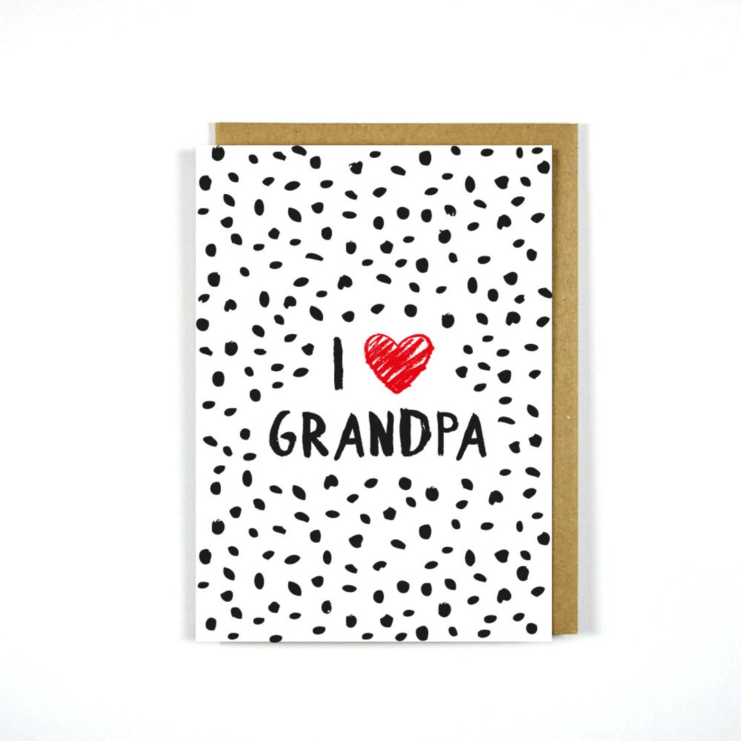 I Heart Grandpa Greeting Card - I Love Grandad Card - Etsy