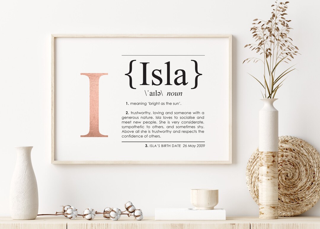 ISLA Custom Name Keepsake REAL FOIL - Artisan Hand Foiled Print - Etsy