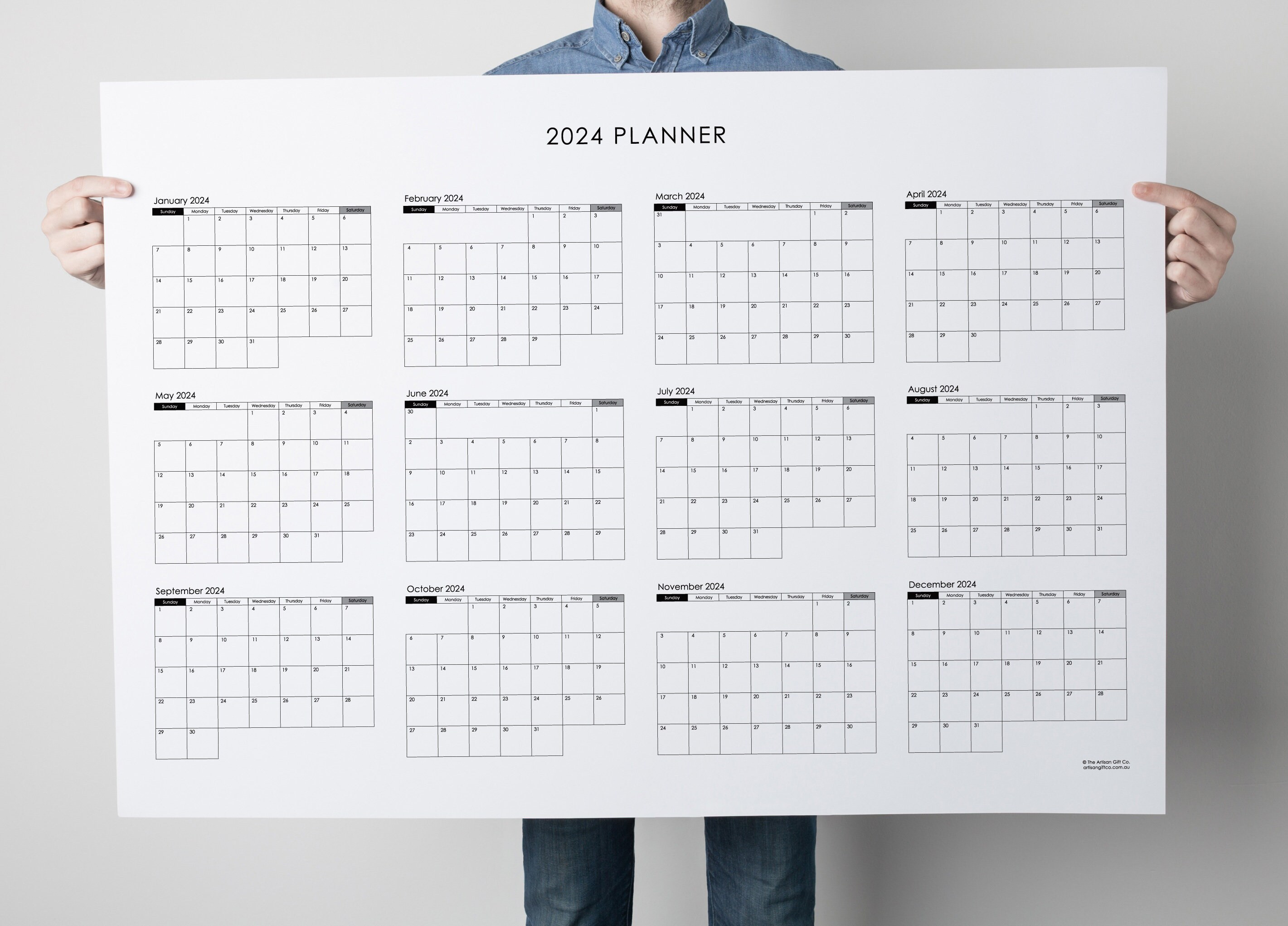 2024 Yearly Planner A0 Horizontal Size Extra Large Yearly Wall Planner ...
