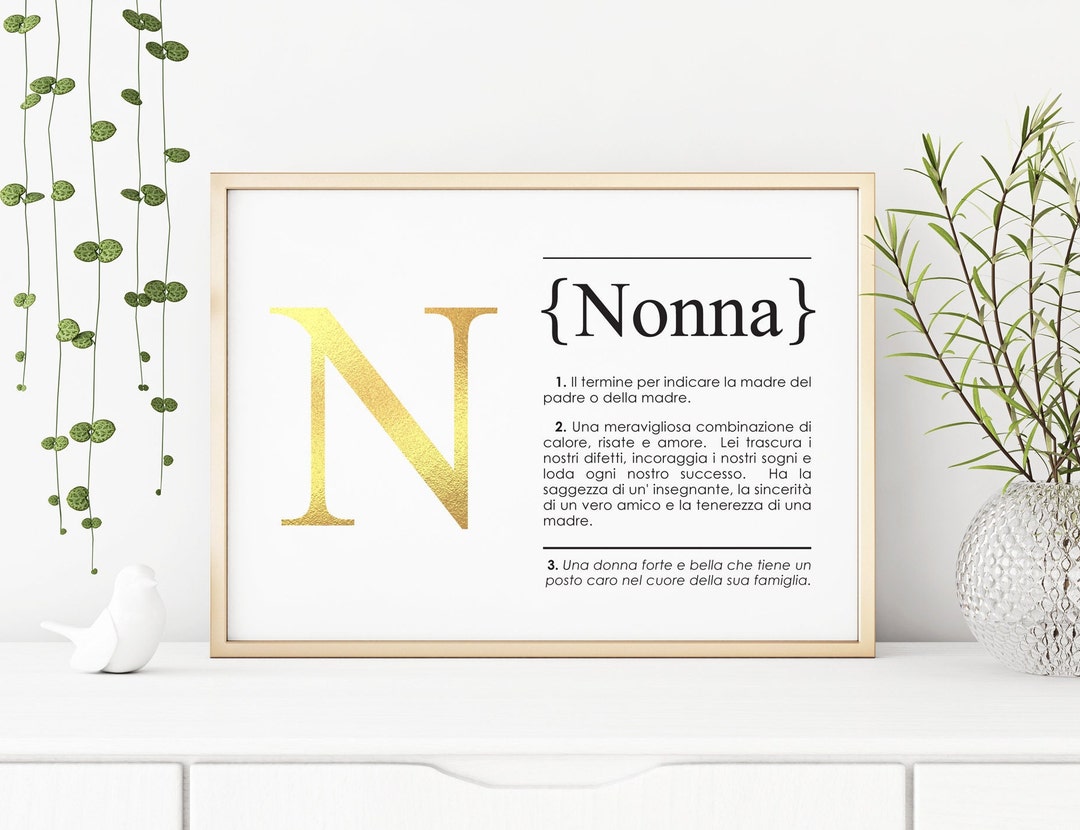 ITALIAN Gift Grandma (nonna) Hand Foiled Print - Sweet Definition of Nonna - Etsy