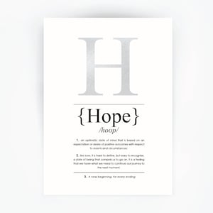 Hope Definition Print - Inspirational Print - Hope - Etsy