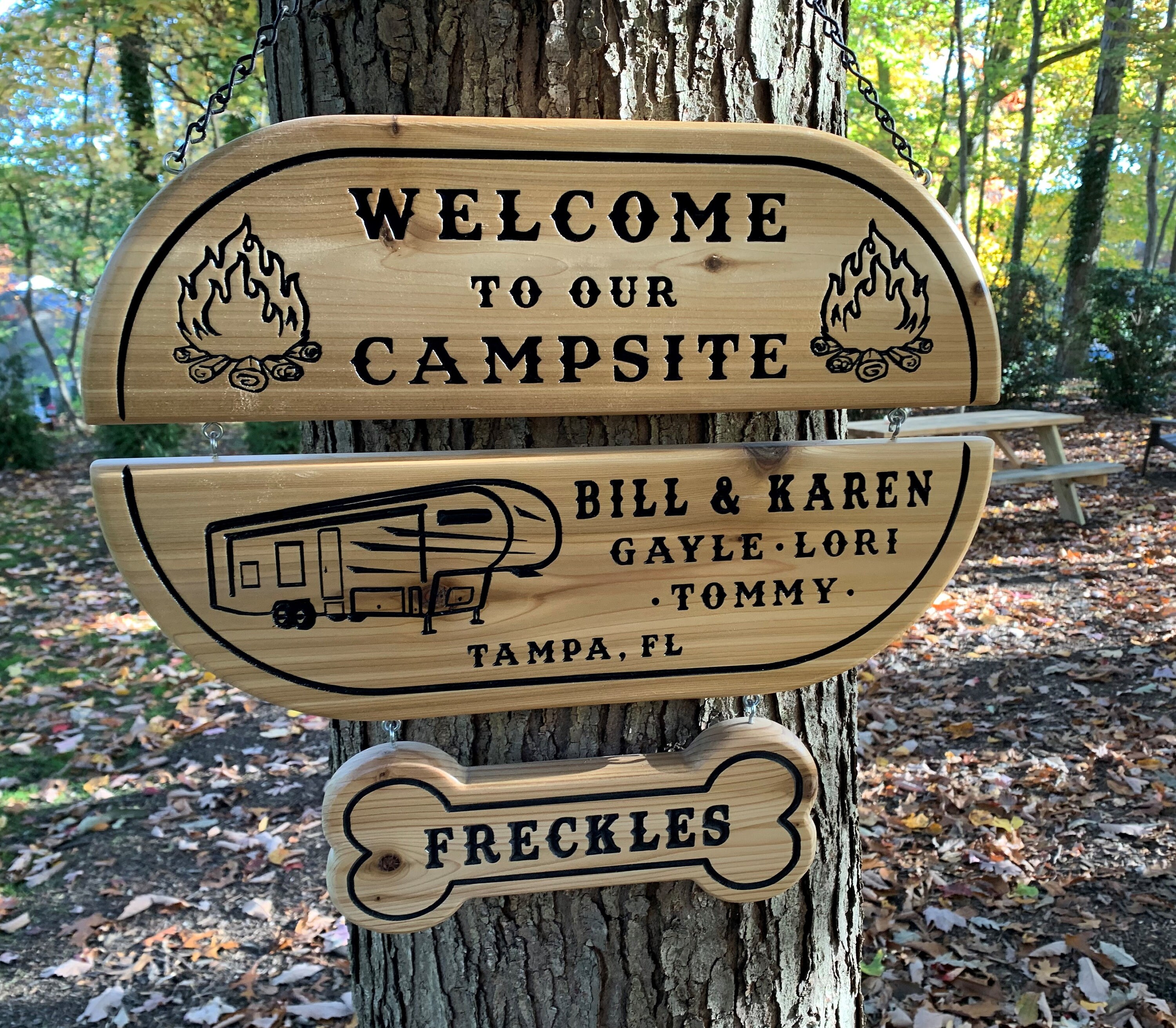 3 Pc Custom Cedar Wood Sign Personalized Camping Signs Personalized RV ...