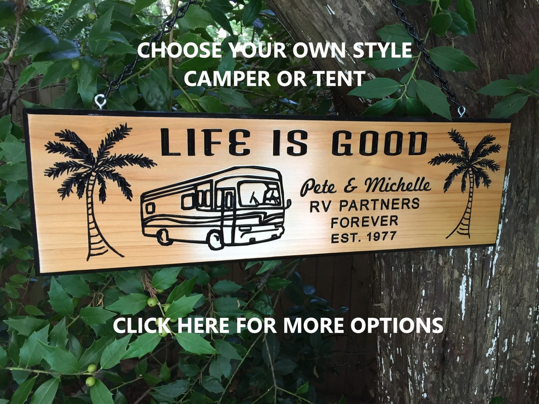 Personalized Custom Carved Cedar Wood RV Rustic Family and Last Name ...