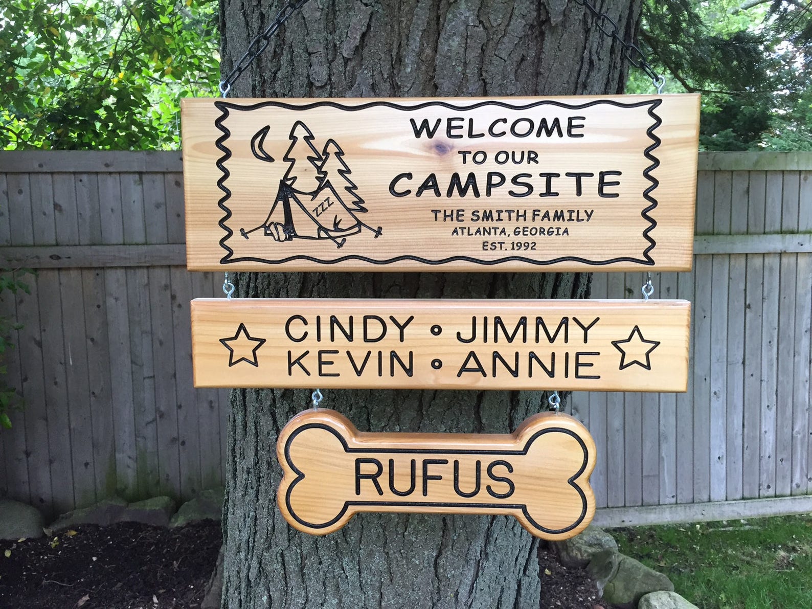 3 Piece Personalized Camp Sign Custom Made Name Sign Pet Name - Etsy