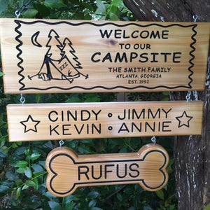 3 Piece Personalized Camp Sign Custom Made Name Sign Pet Name Sign ...
