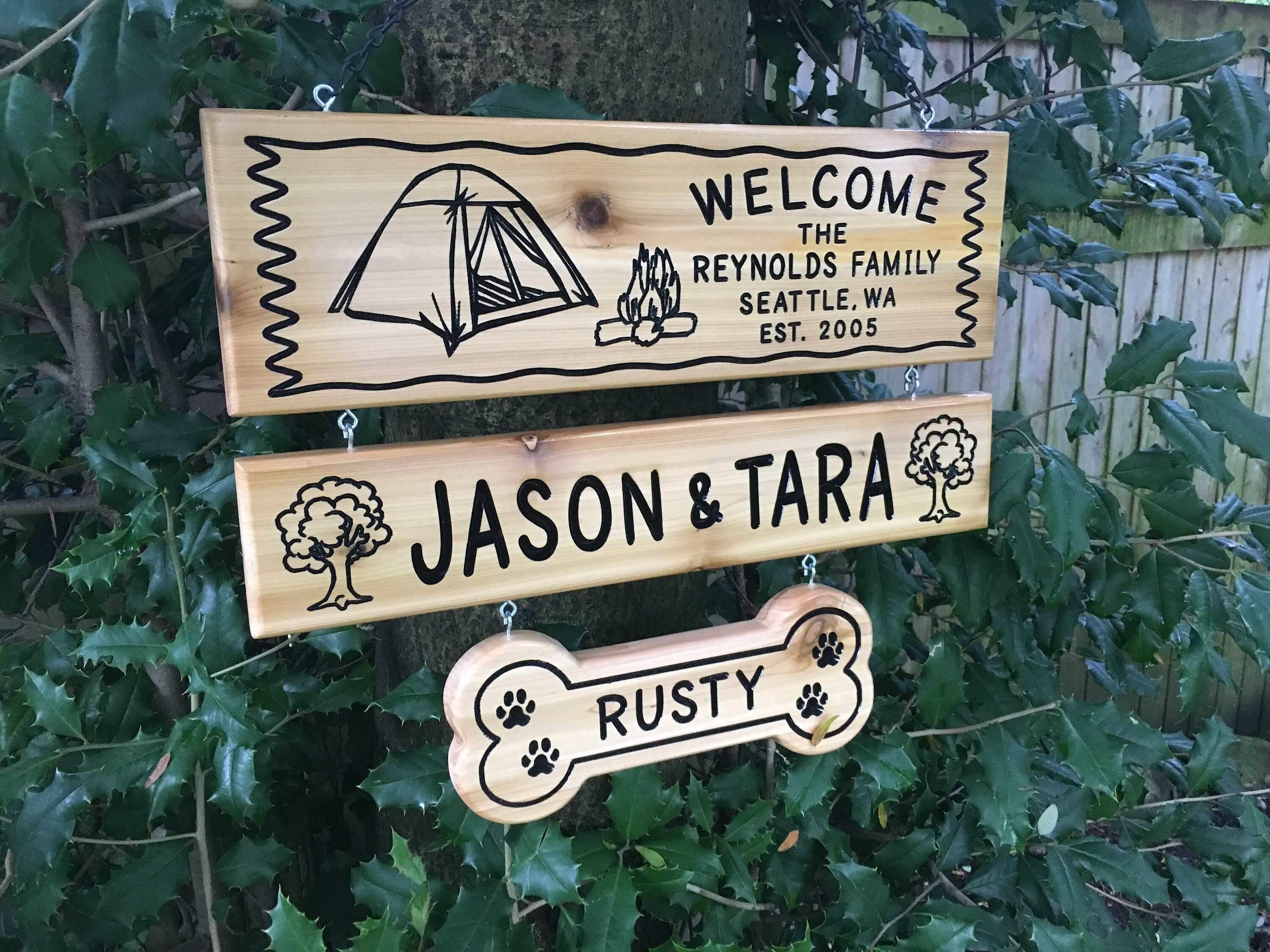 3 Piece Custom Wood Sign Cedar Sign Customizable Sign - Etsy