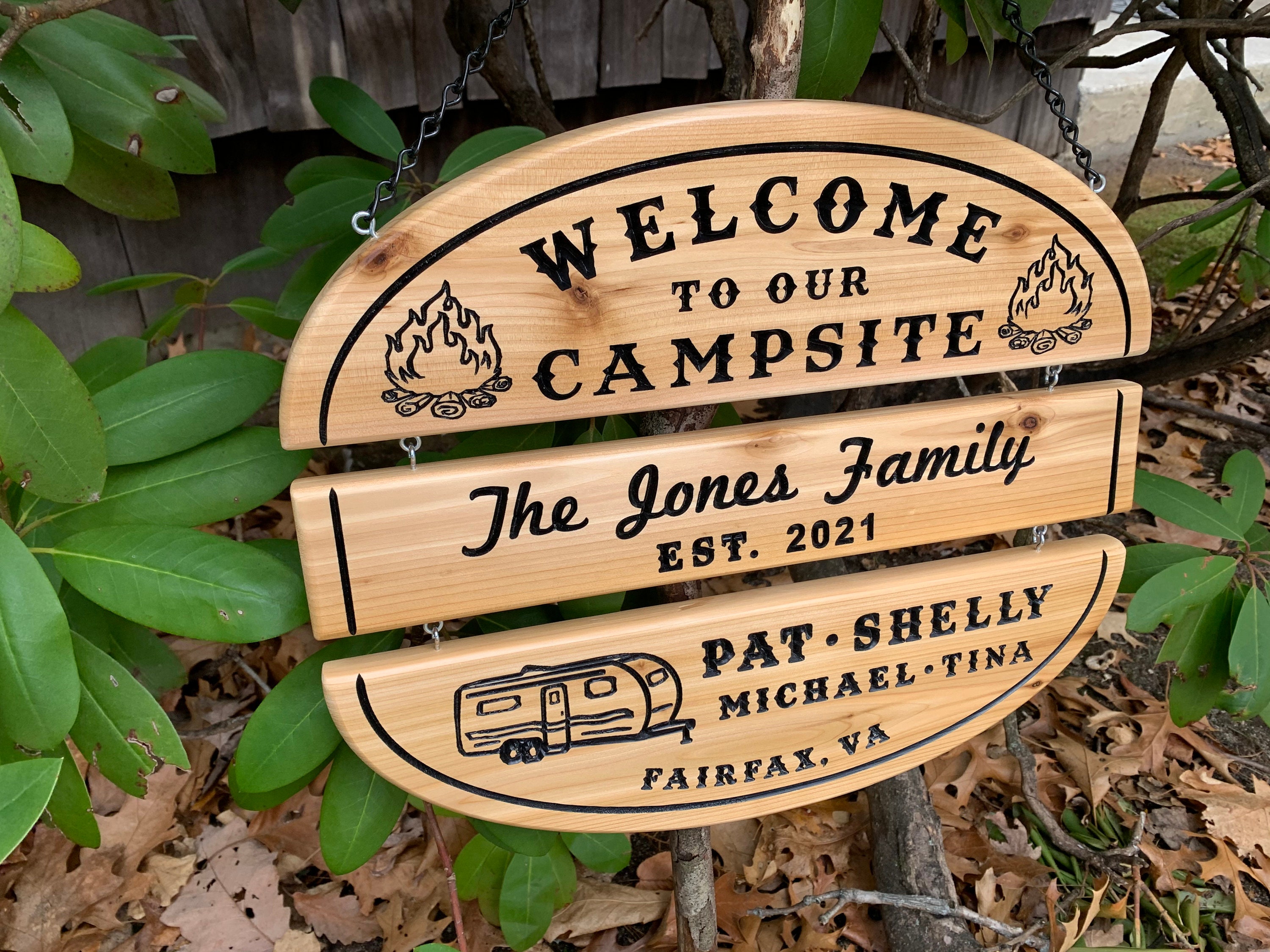 3 Piece Customizable Camping Sign Camper Sign Campsite Sign RV - Etsy