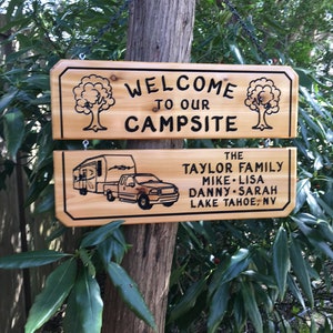 2 Piece Customizable Camping Sign Personalized Camping Sign Family Name ...
