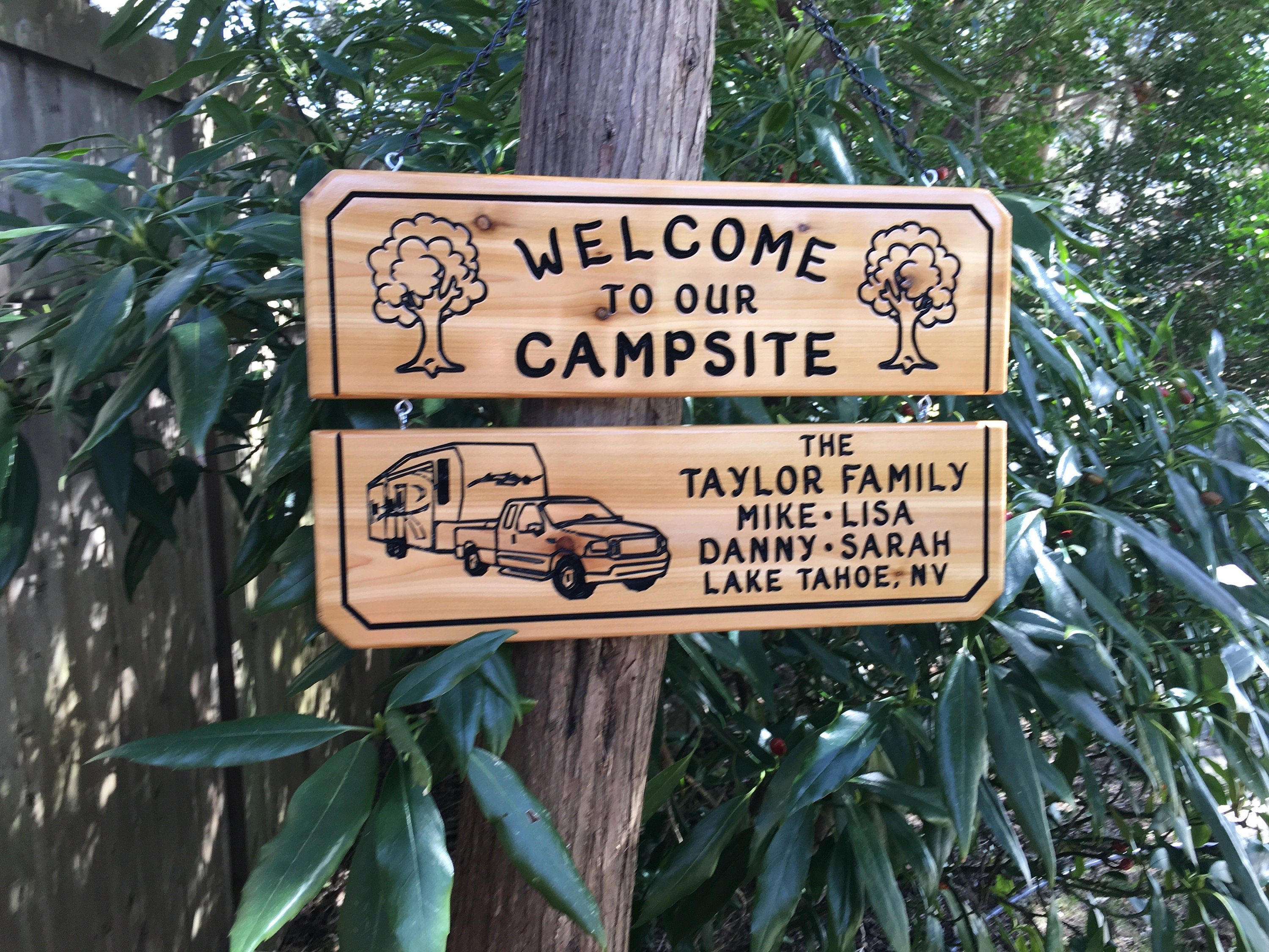 2 Piece Customizable Camping Sign Personalized Camping Sign Family Name ...