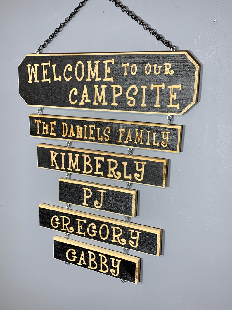 Handmade Camping Sign Custom Engraved Barnwood Style Campsite Sign High ...