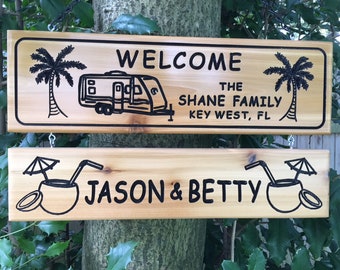 Personalized Custom Made Carved Family and Last Name Camping - Etsy
