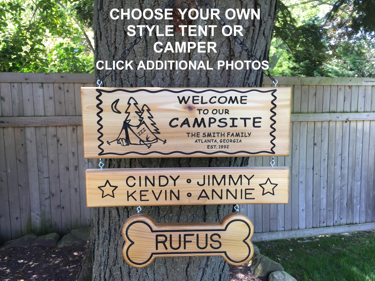 3 Piece Personalized Camp Sign Custom Made Name Sign Pet Name - Etsy