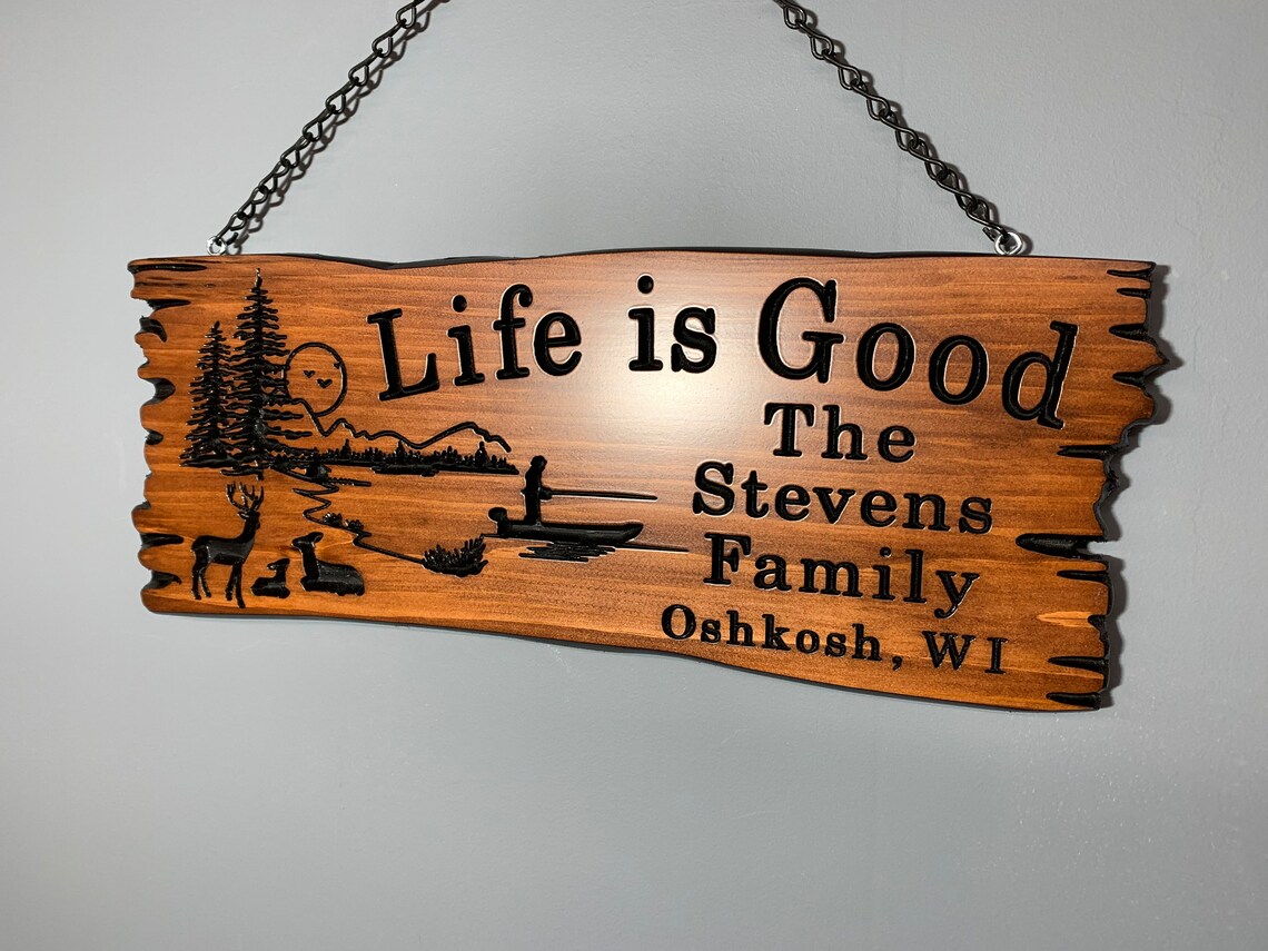 Custom Camping Sign Personalized Stained Pine Outdoor RV Sign CNC ...