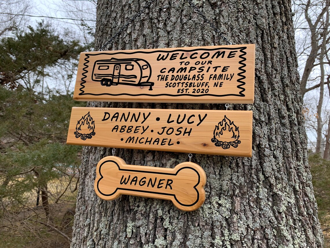 3 Piece Custom Camping Sign Personalized Customizable Camp - Etsy