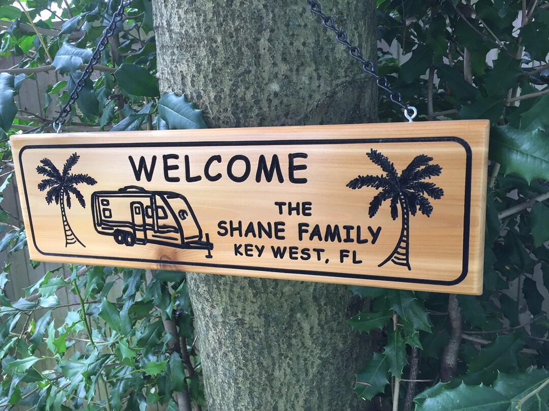 Personalized Custom Carved Family Name Sign Camping Sign RV Sign Wood ...