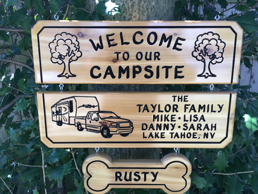 3 Piece Custom Wood Sign Camping Sign Campsite Sign RV Sign Outdoors ...