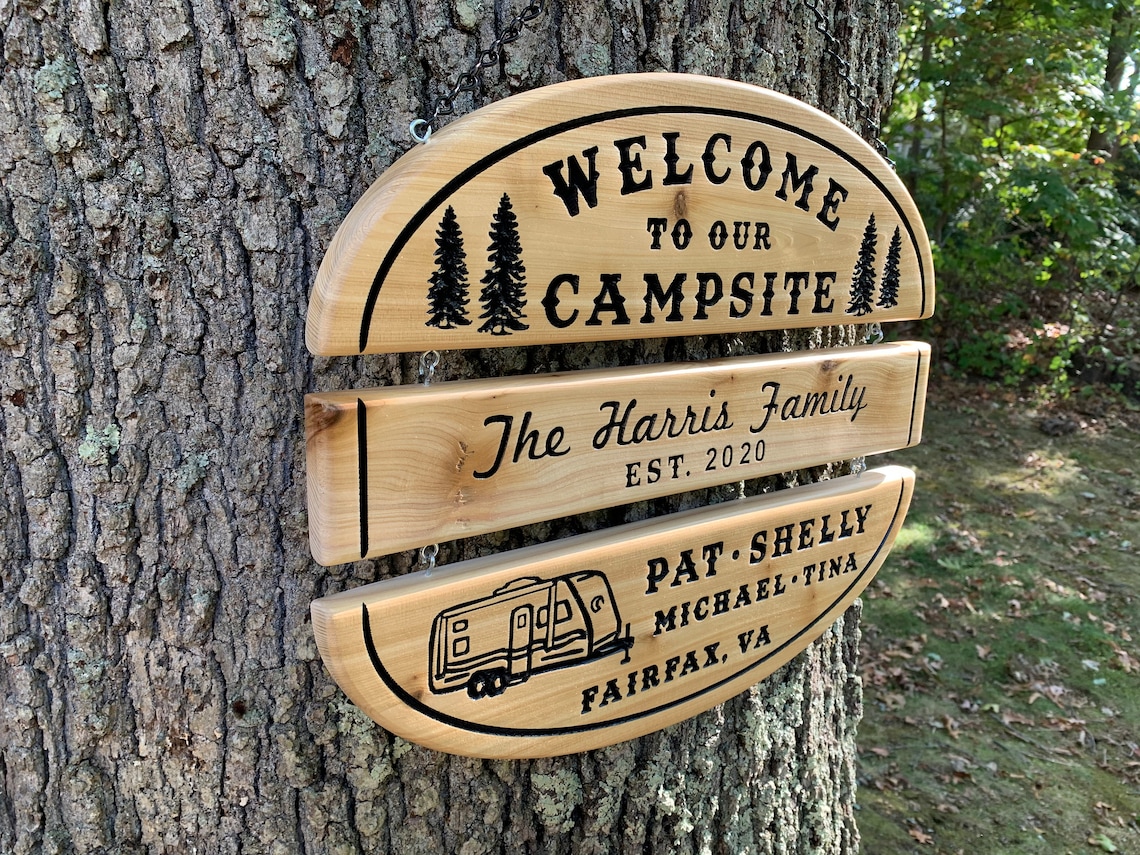 3 Piece Custom Camping Sign Personalized Customizable Campsite | Etsy