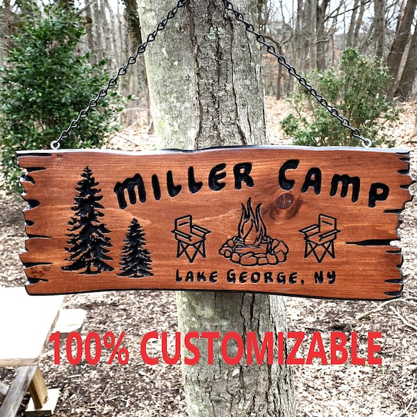 Wood Camping Sign - Etsy