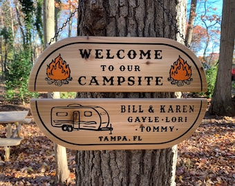 3 Piece Customizable Camping Sign Camper Sign Campsite Sign RV Sign ...